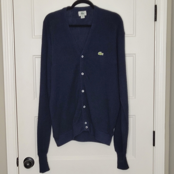 Izod | Sweaters | Vintage Grandpa Izod Lacoste Mens L Cardigan Sweater Navy Blue 9s | Poshmark